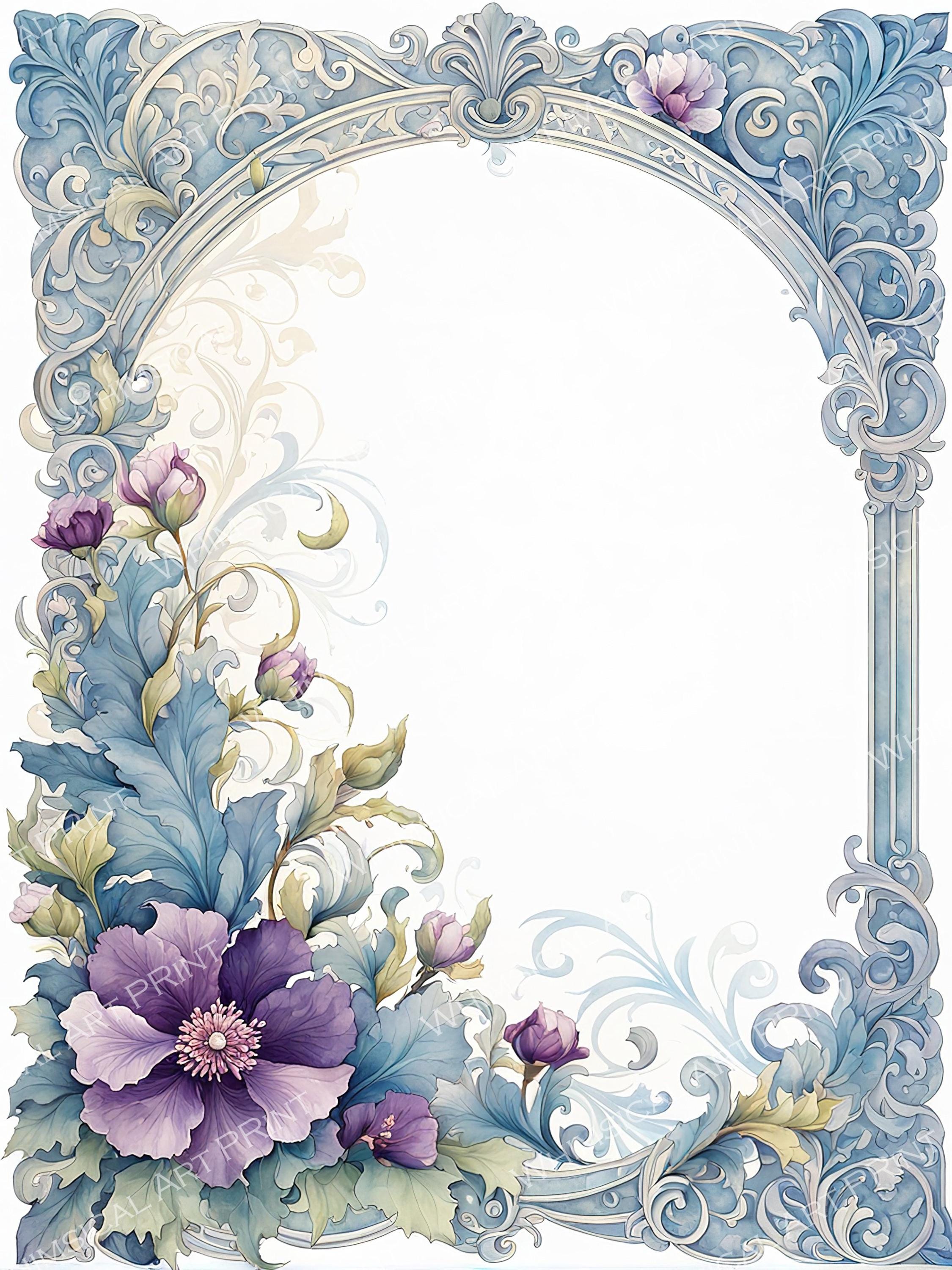 Watercolor Floral Digital Paper: Blue & Purple DIY Crafting (10 Jpgs ...