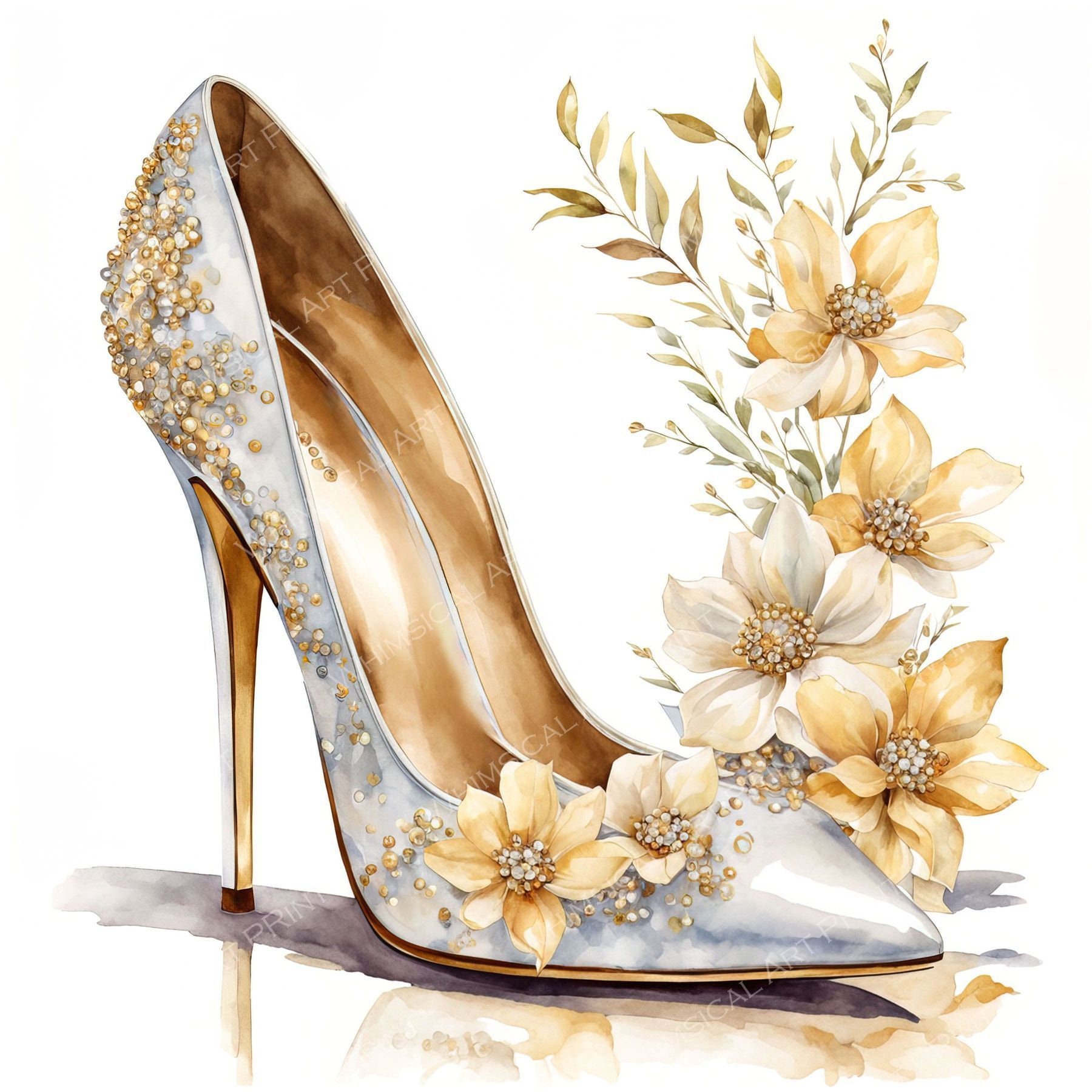 Luxury High Heel Clipart: Elegant Shoe Graphics, Watercolor Wedding ...