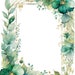 Emerald Green Floral Frame: Botanical Watercolor Art (10 Jpgs Digital ...
