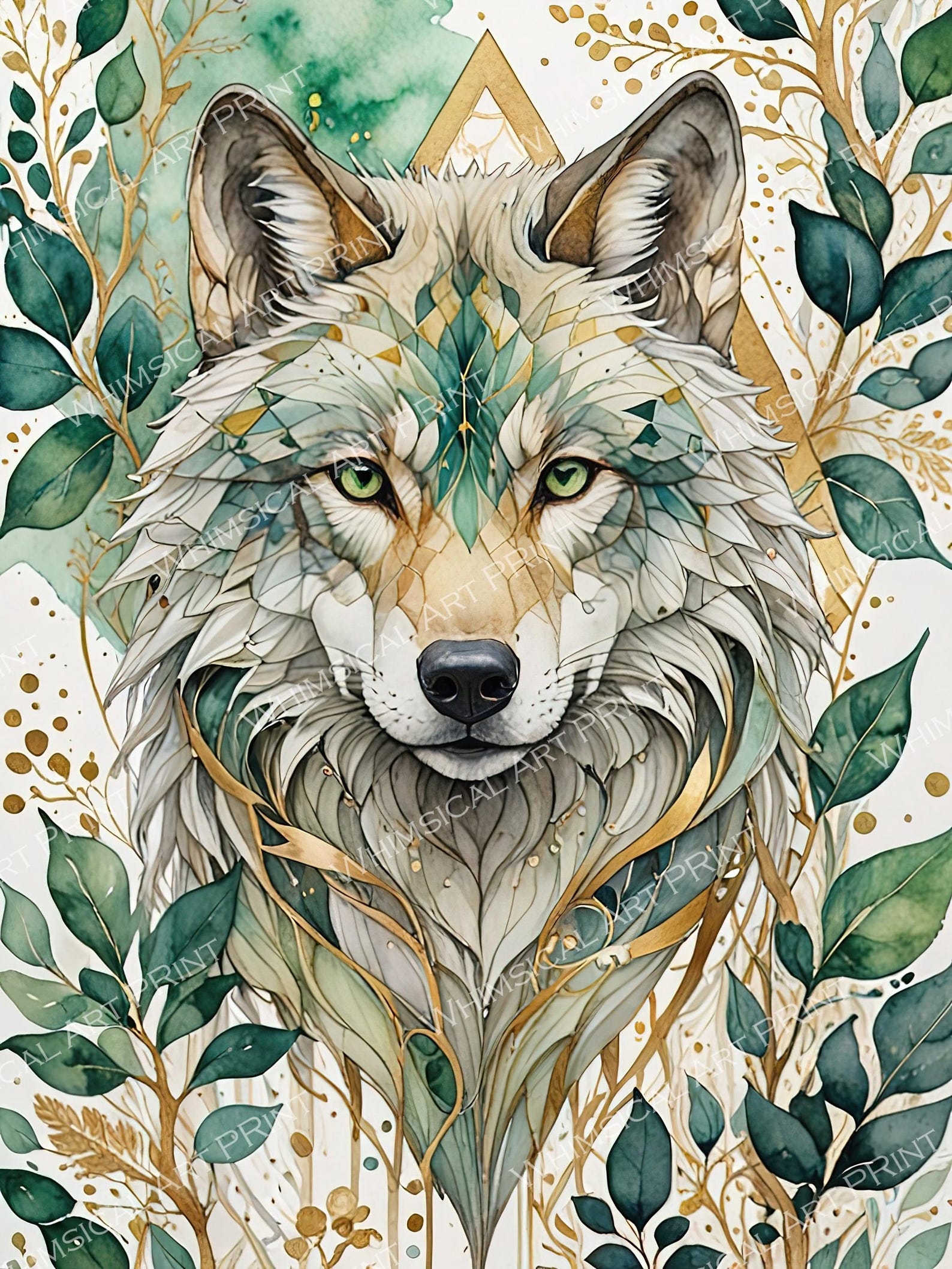Watercolor Wolf Portrait Digital Paper: Botanical Scrapbooking Jpgs ...