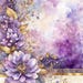 Watercolor Purple Floral Digital Paper: Gold Accents (10 JPG ...