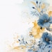 Blue & Mustard Floral Digital Paper: Watercolor Flower Graphics (300 ...