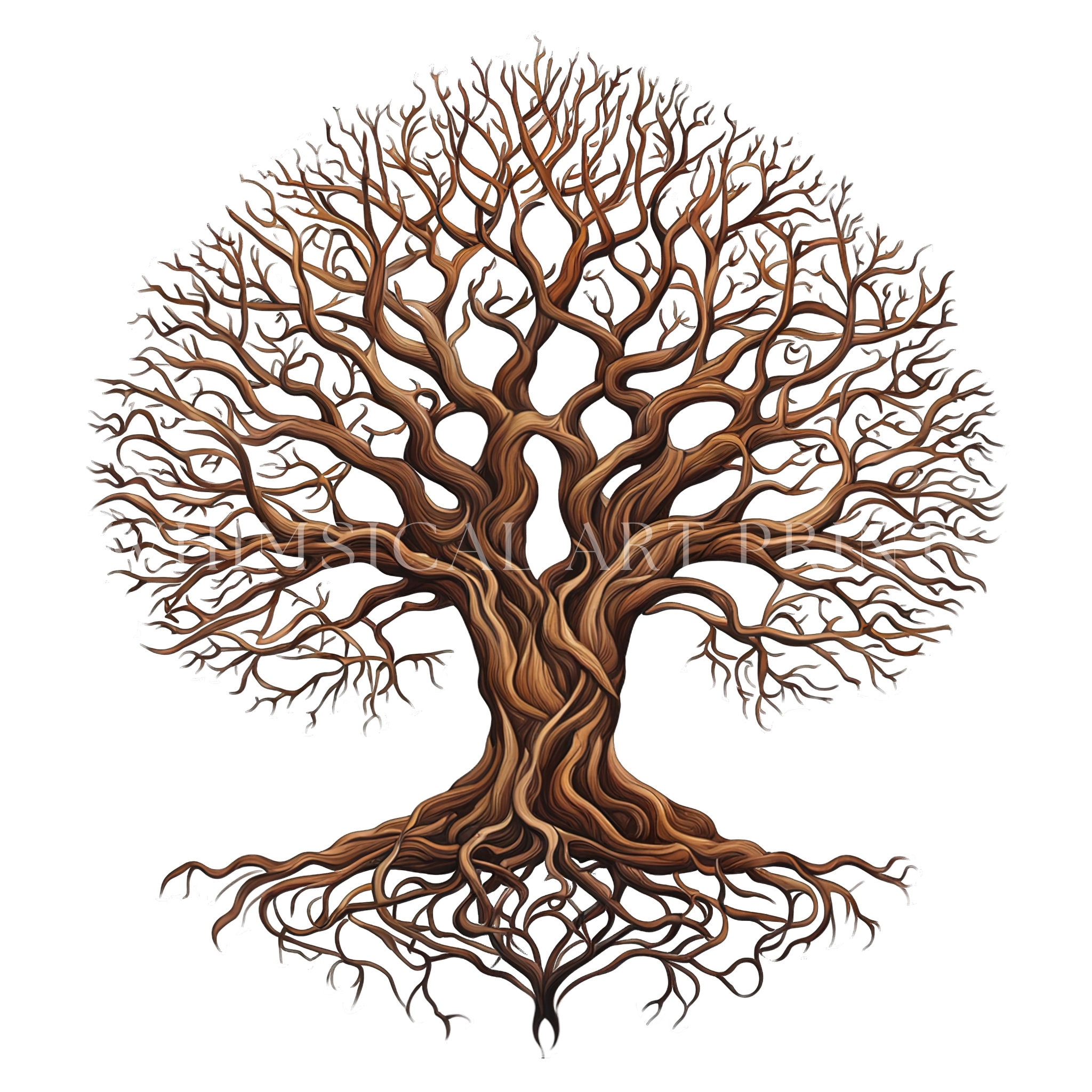 Mystical Old Tree Clipart: Leafless Branches and Deep Roots, Ancestry ...