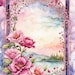 Watercolor Pink & Mauve Flowers Border Digital Paper Pack, Botanical ...
