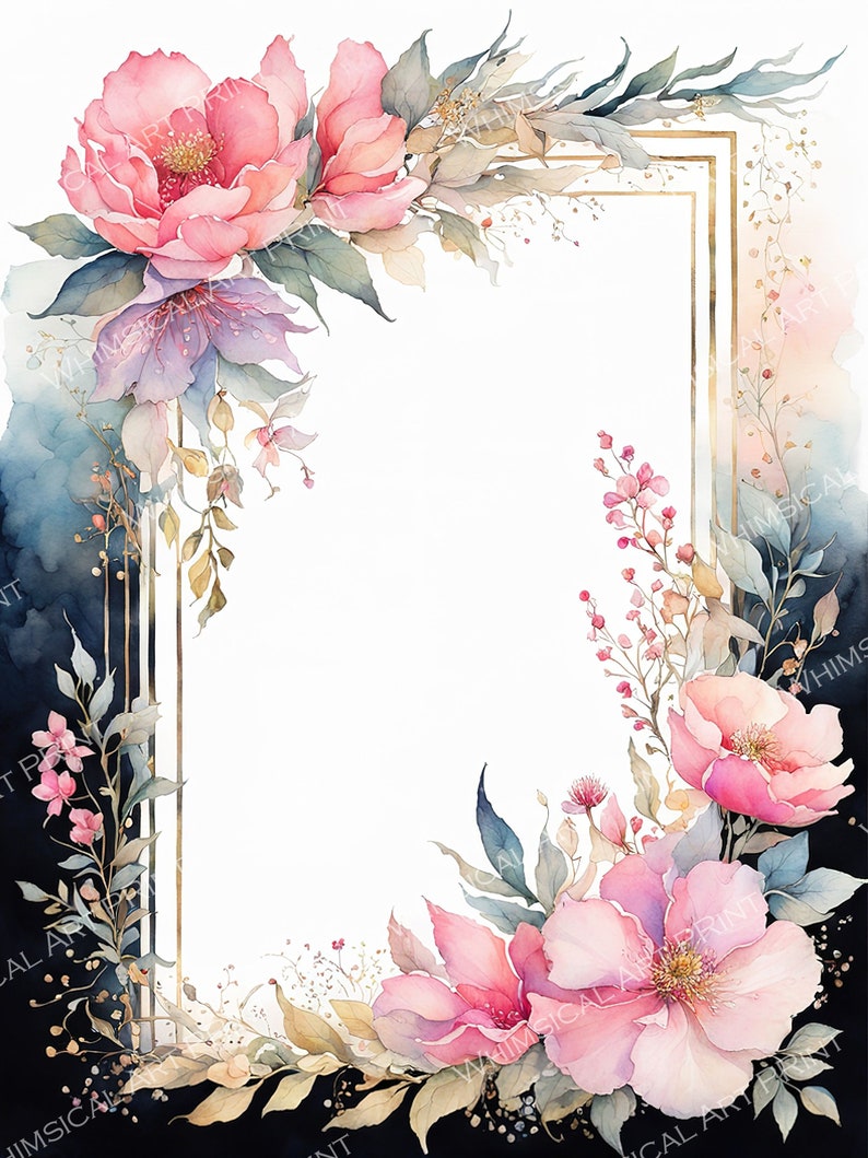 Neon Pink Floral Frame Digital Paper: Boho Wedding Cards (10 Jpgs) - Etsy