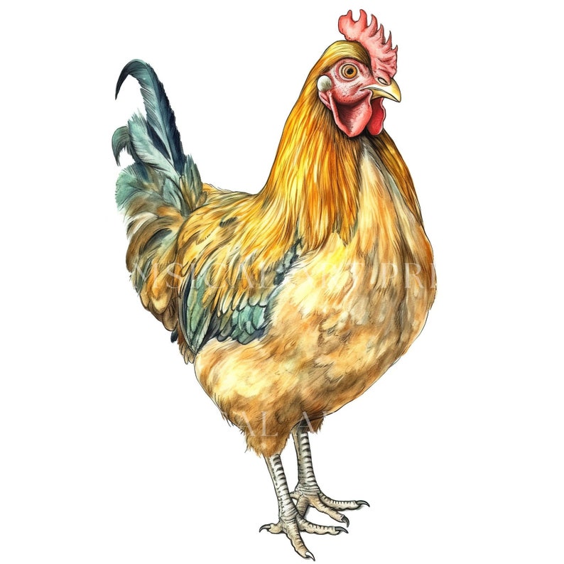 Rooster Chicken PNG, Chicken Clipart, Watercolor Rooster Clipart, Wall ...