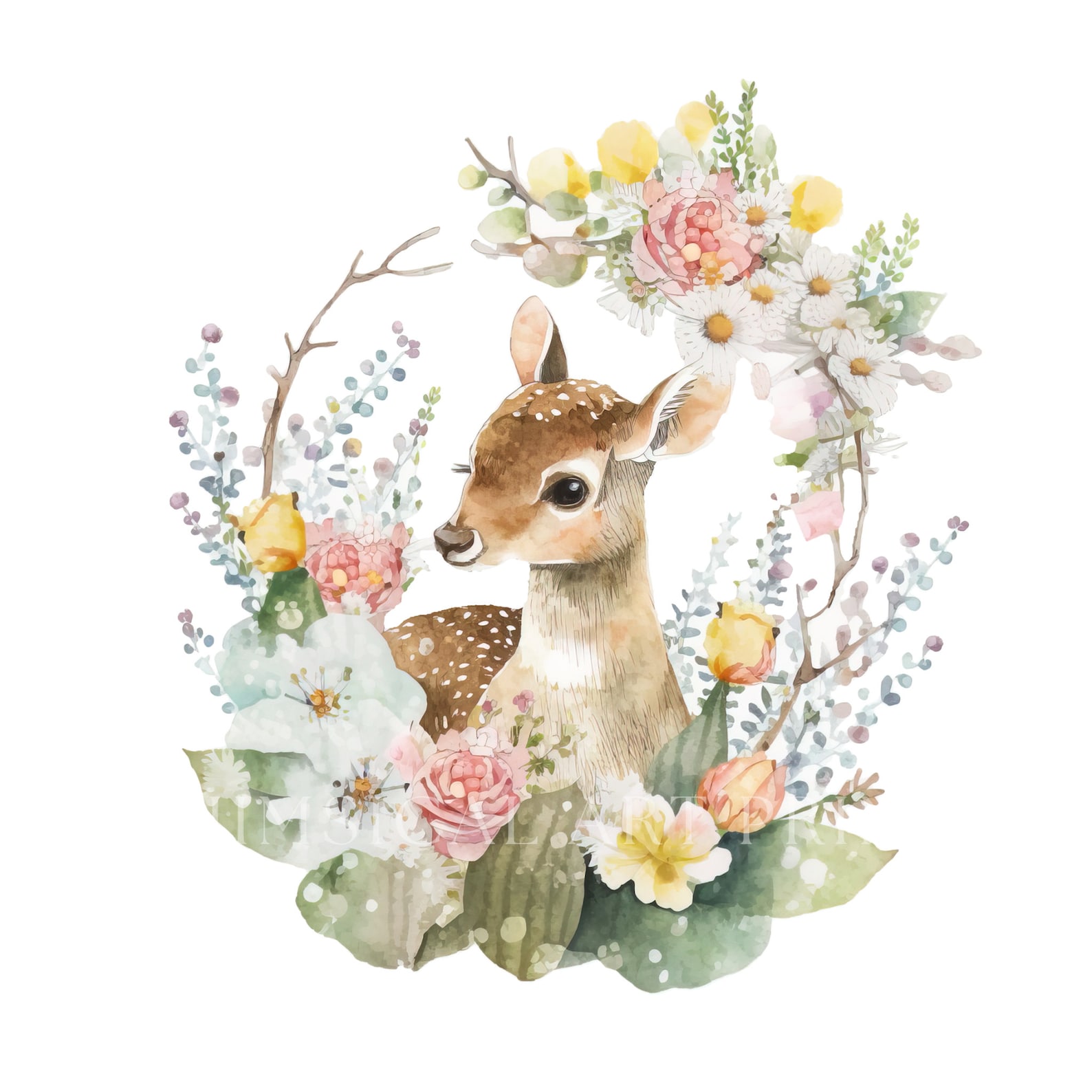 Deer PNG, Fawn baby Deer Clipart, Young Deer in Spring Watercolor Art ...