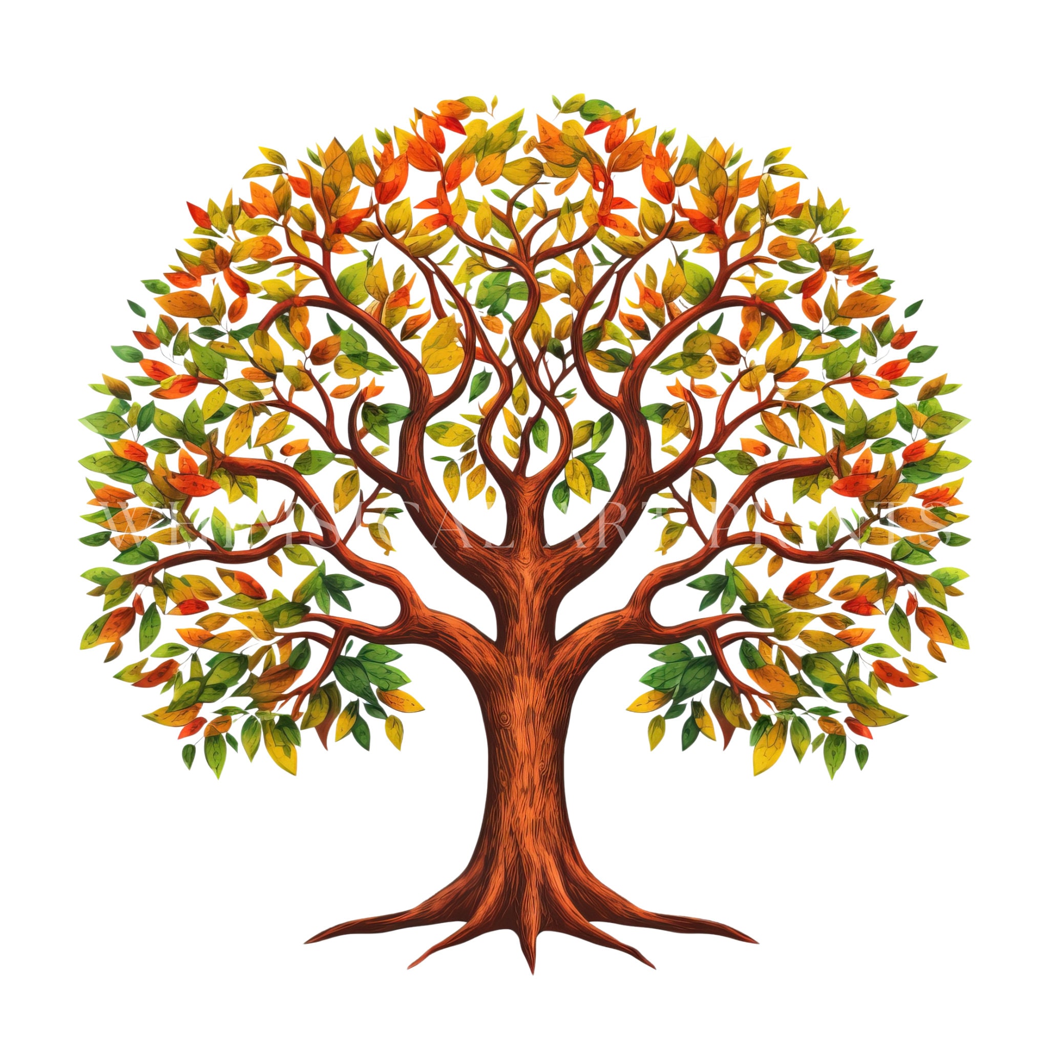 Watercolor Autumn Tree Clipart: Fall Colors, Family Tree (JPG, PNG) - Etsy