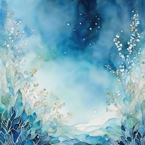 Blue Skylight Bohemian Floral Digital Paper Set, Sky Blue and White ...