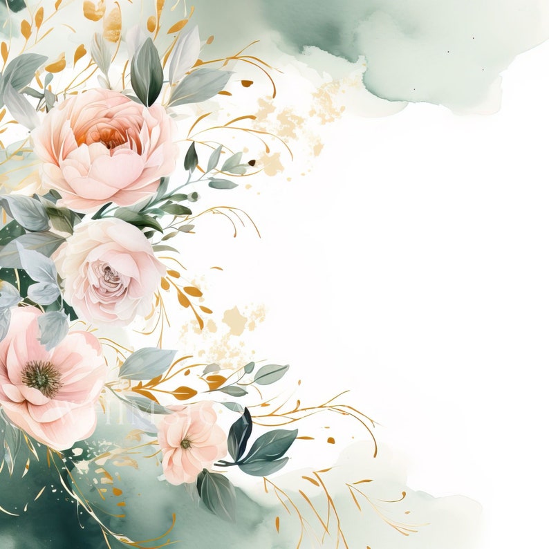 Light Pink Floral Digital Paper, Floral Background Graphics, Watercolor ...