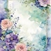 Watercolor Purple Floral Frame Digital Paper Pack, Deep Teal Accents ...