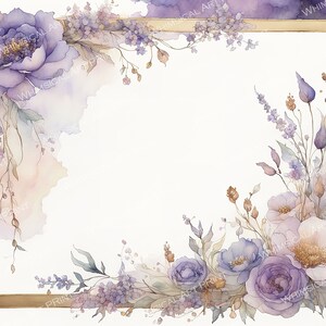 Light Purple Watercolor Floral Frame Digital Paper Pack, Light Purple ...