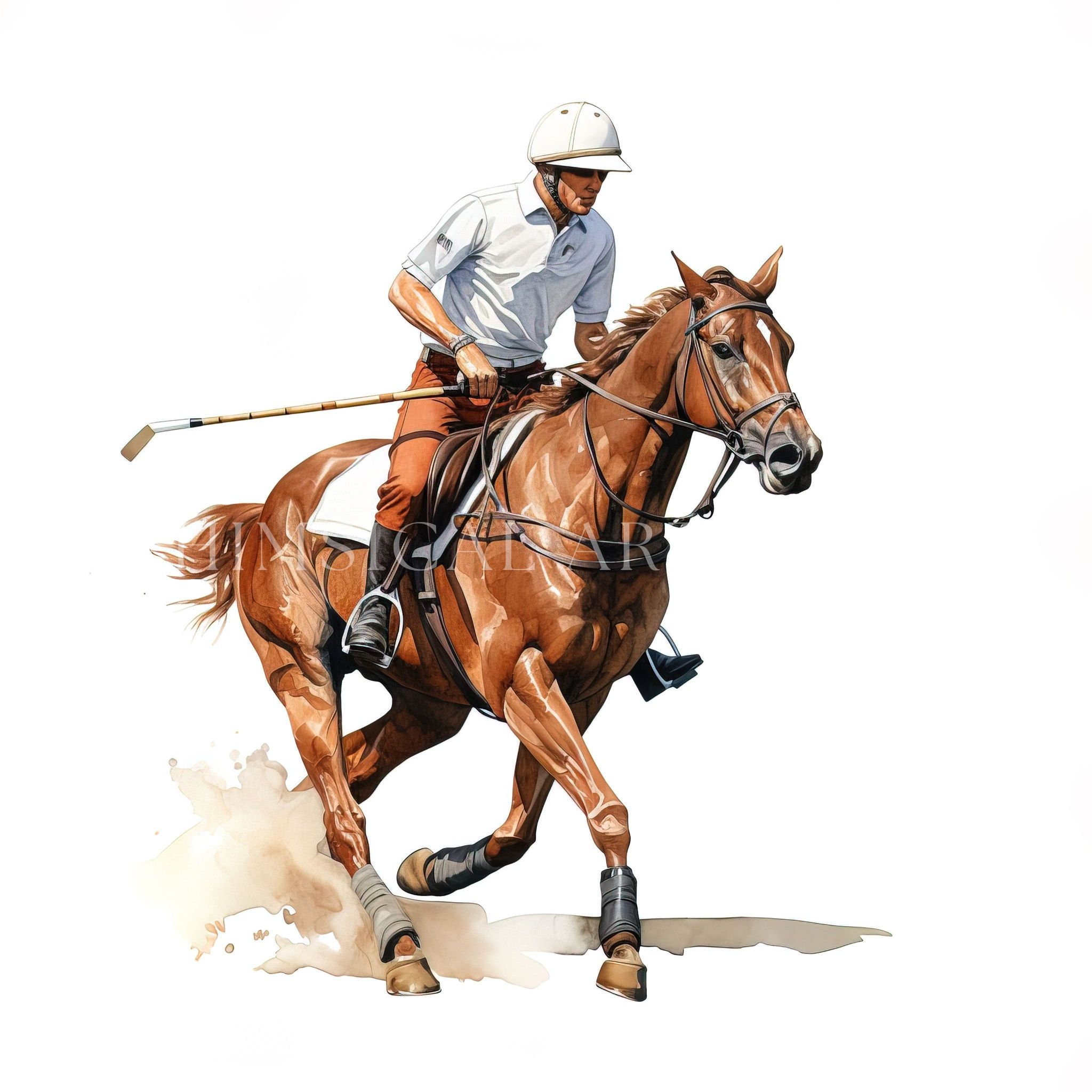 Polo Player Watercolor Printable, Horseback Riding Art, Watercolor Wall ...