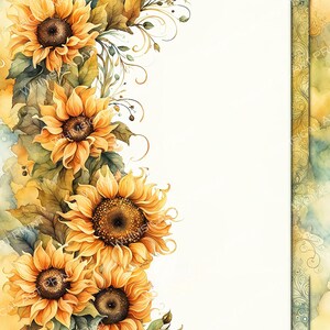 Watercolor Autumn Sunflowers Digital Paper Pack, Wedding Invites ...