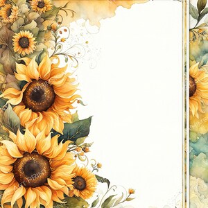 Watercolor Autumn Sunflowers Digital Paper Pack, Wedding Invites ...