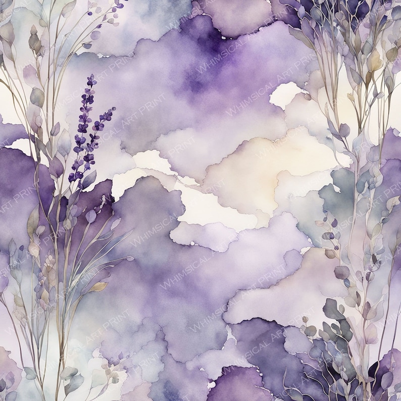Lavender Watercolor Digital Paper: Abstract Floral Art (10 Jpgs) - Etsy