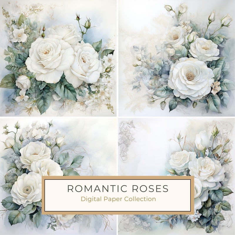 Roses Digital Paper - Etsy