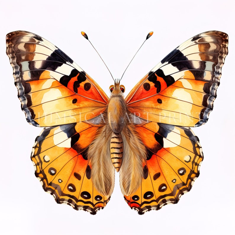 Painted Lady Butterfly Clipart, Butterfly Graphics, Watercolor ...