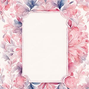 Watercolor Floral Frame Digital Paper Pack, 10 JPG Files in Pink & Blue ...