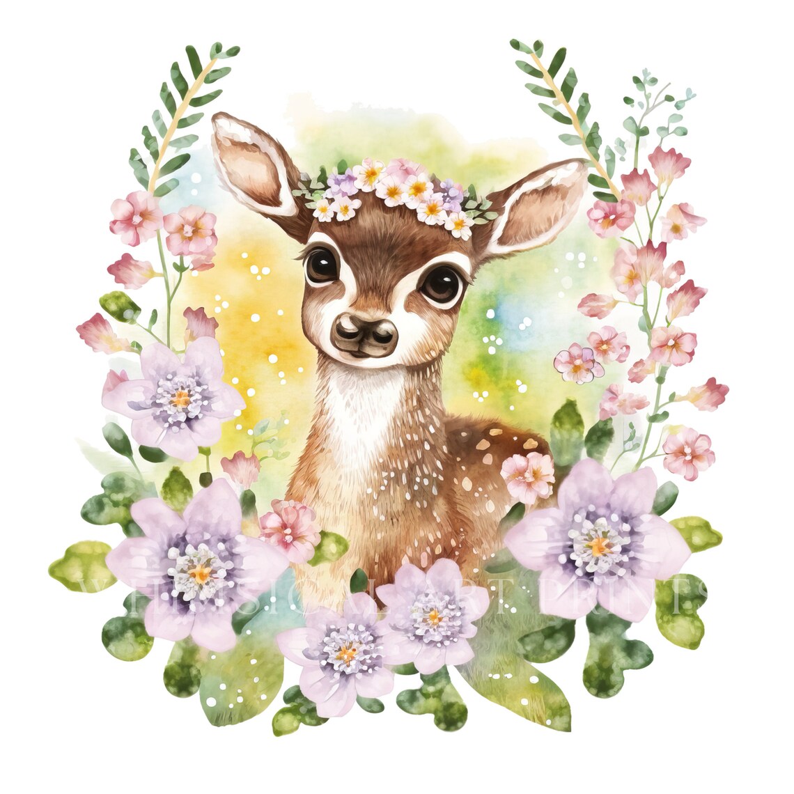 Deer PNG, Fawn baby Deer Clipart, Young Deer in Spring Watercolor Art ...