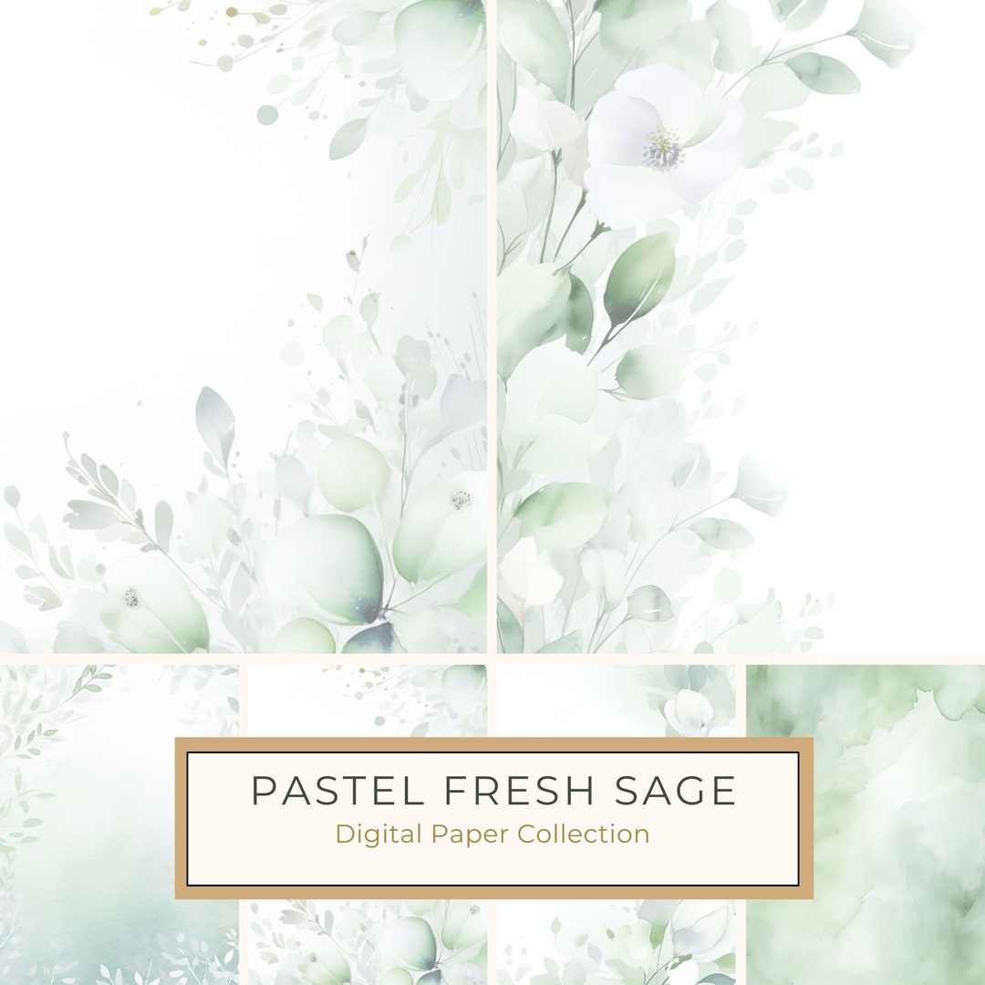 Pastel Fresh Sage Green Background Printable Sheets, Watercolor Sage ...