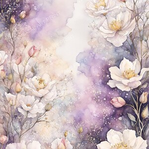 Watercolor Peony Floral Frames: Romantic Digital Paper (JPG, Commercial ...