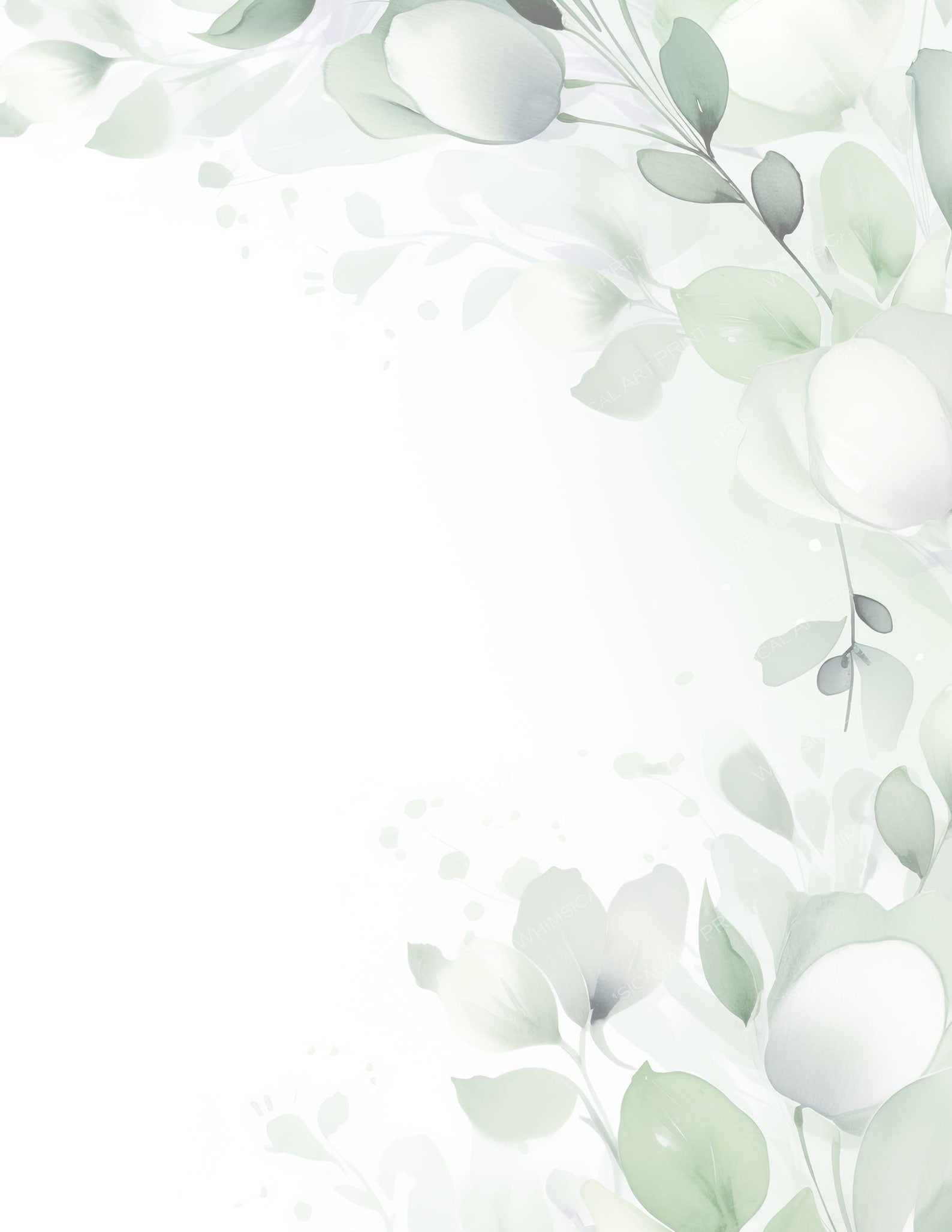 Sage Green Floral Watercolor Digital Paper: Scrapbook Backgrounds ...