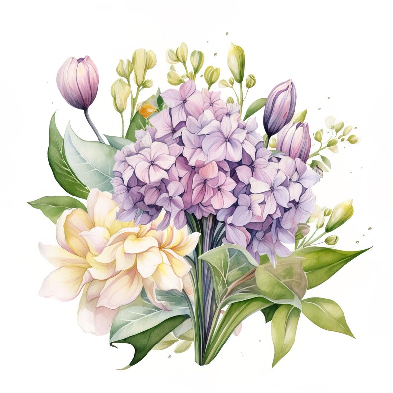 Purple Hydrangeas Clipart, Hydrangea Flowers, Bouquet Clipart ...