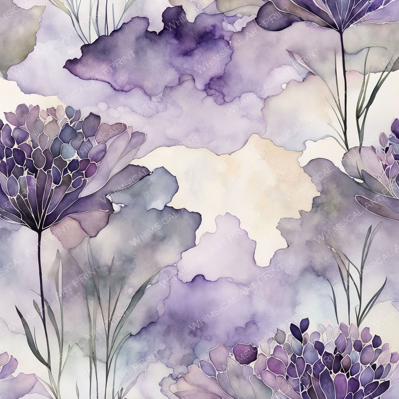 Lavender Watercolor Digital Paper: Abstract Floral Art (10 Jpgs) - Etsy