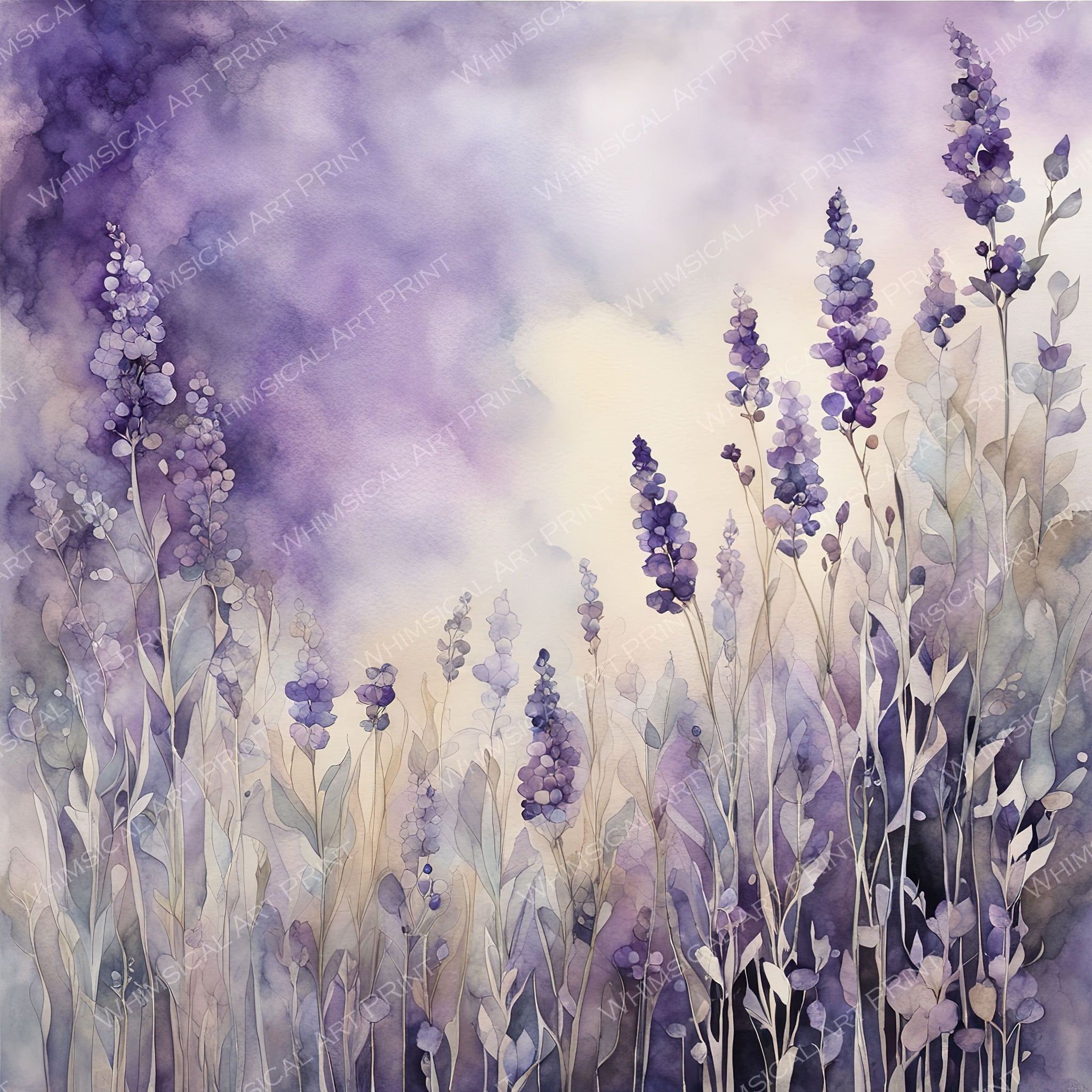 Lavender Wild Abstract Floral Digital Paper Set, Printable Watercolor ...