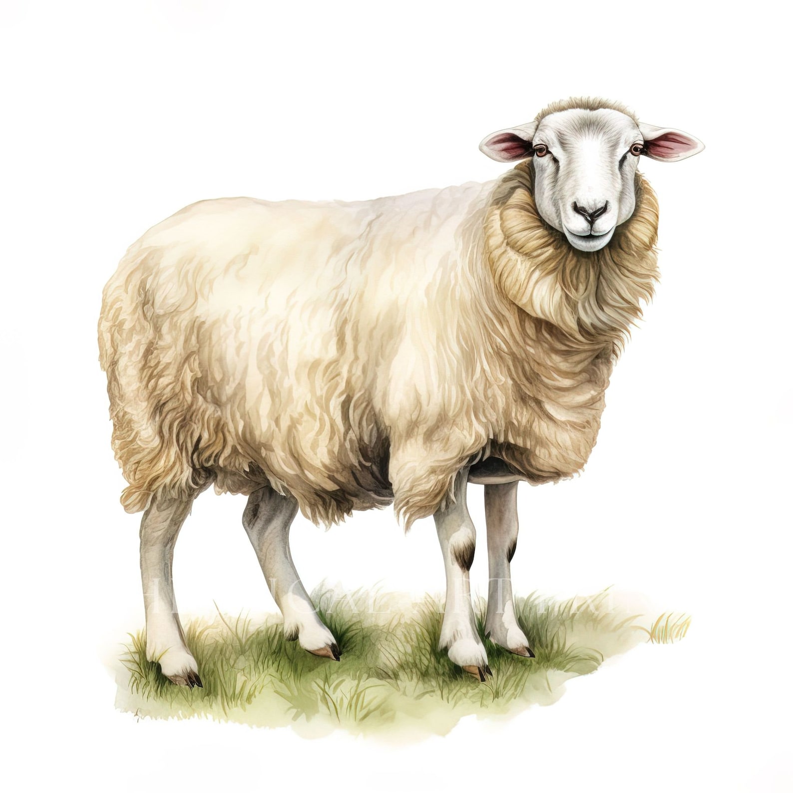 Cute Sheep Clipart, Sheep PNG, Sheep Illustration Watercolor Wall Art ...
