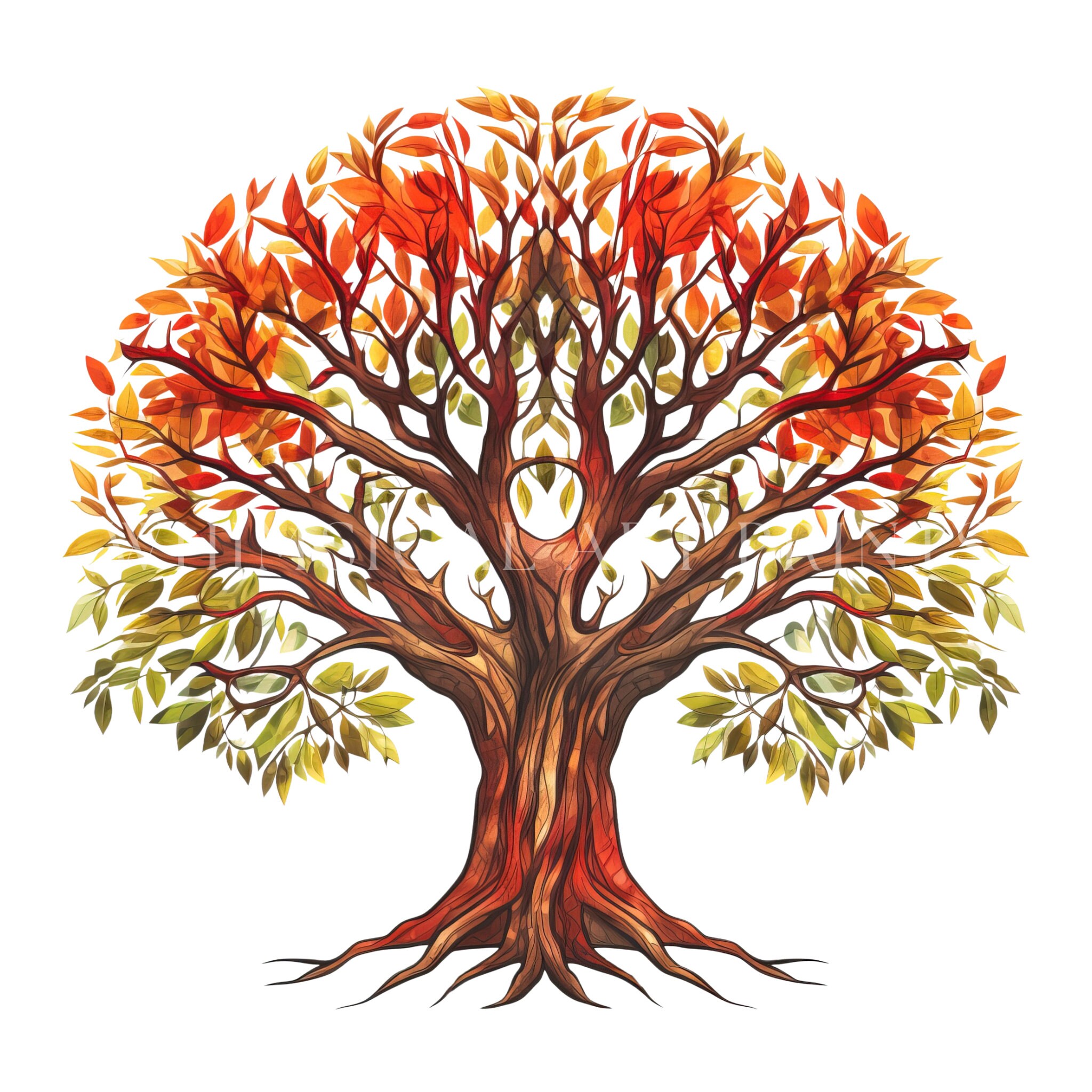 Autumn Mystical Old Tree Clipart, Old Tree PNG, Earthly Warm Colors ...