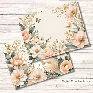 Watercolor Peach Sage Floral Digital Paper Pack: Scrapbooking (10 Jpgs ...