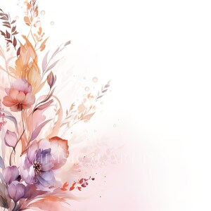 Terracotta Blooms Digital Paper: Watercolor Floral Graphics (300 DPI ...