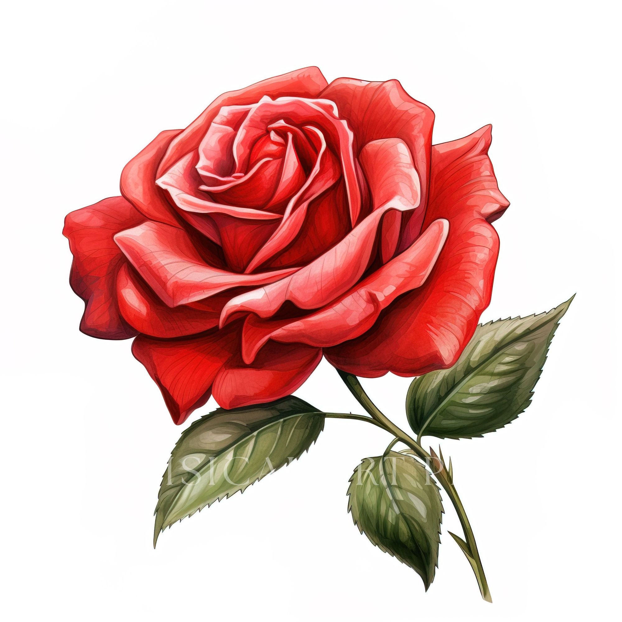 Rote Rose Clipart, Strauß Clipart, Aquarell Blumen, rote Rosen ...