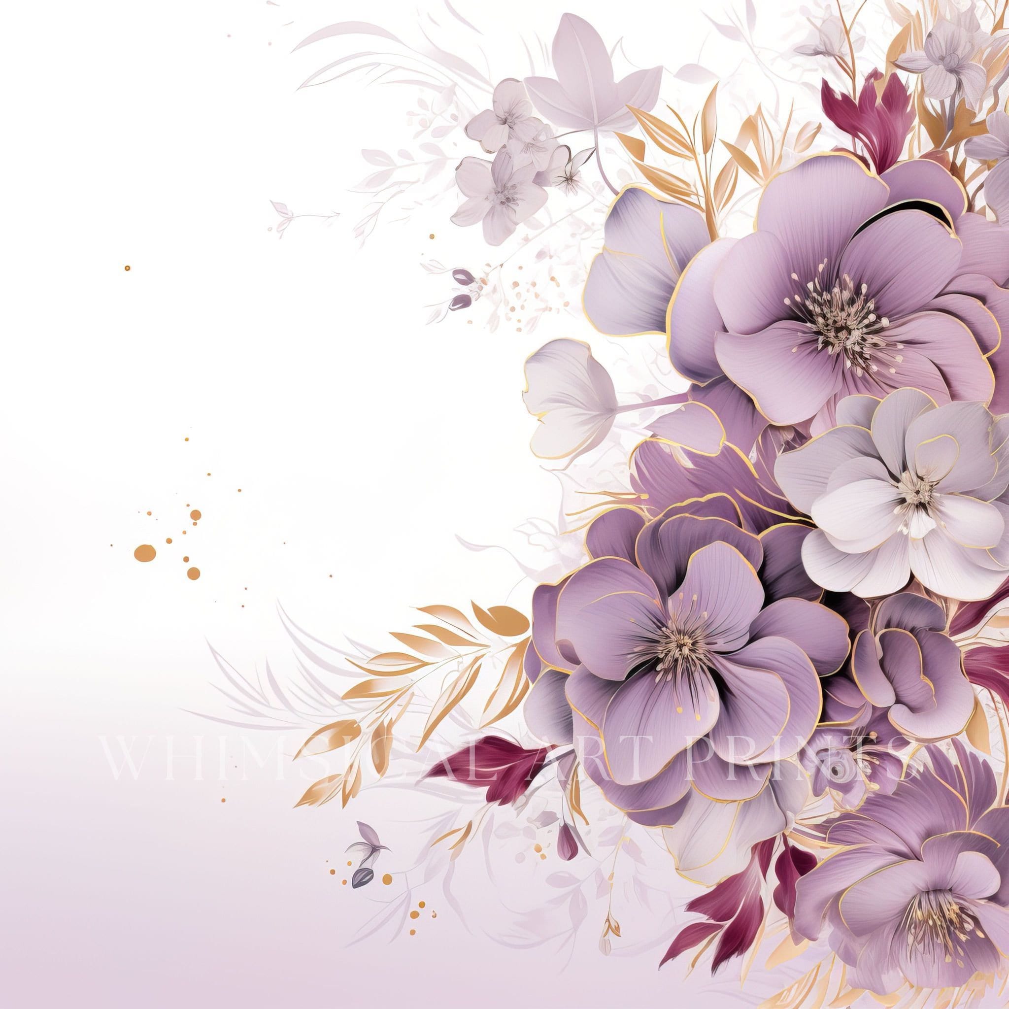 Light Plum Floral Digital Paper, Floral Background Graphics, Watercolor ...