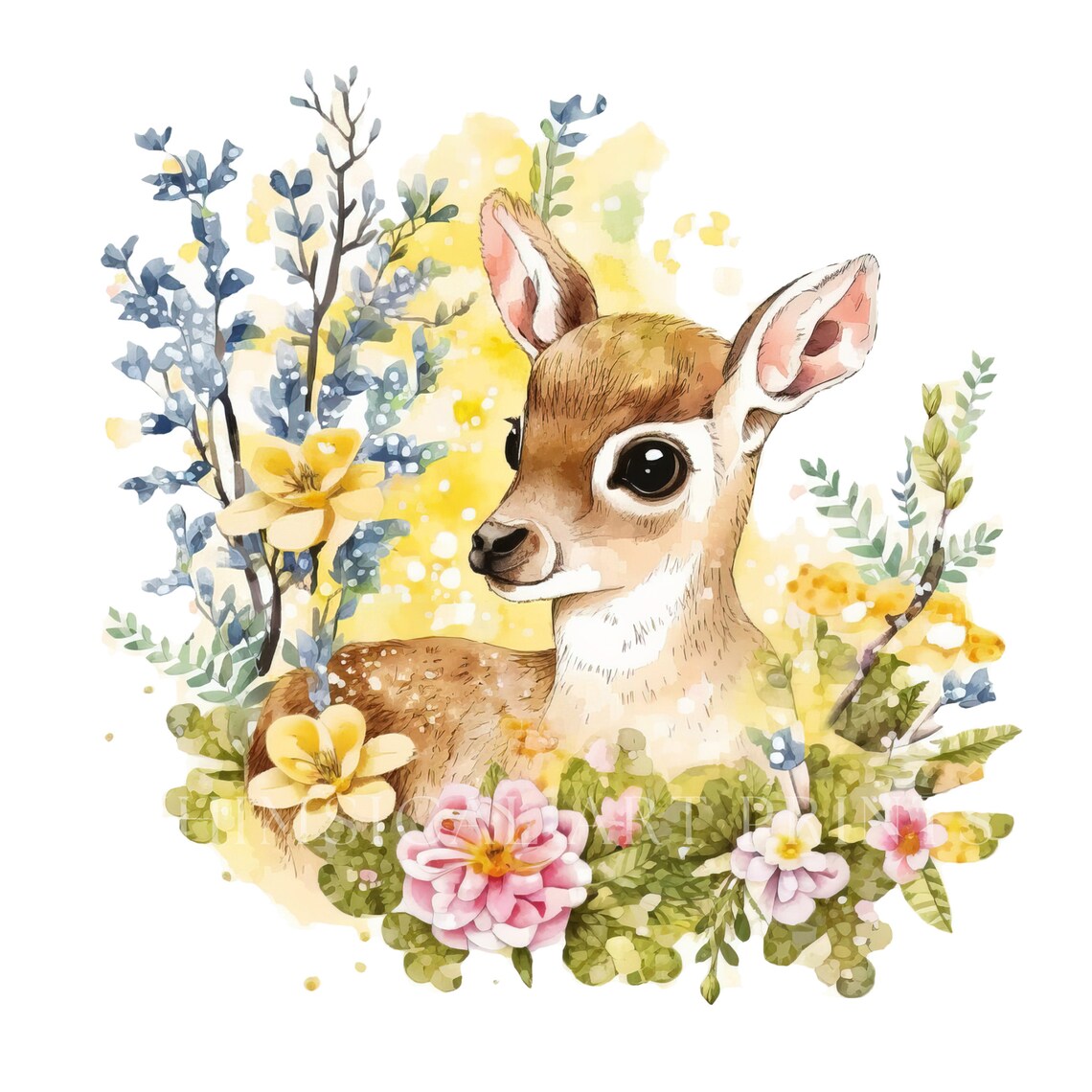 Deer PNG, Fawn baby Deer Clipart, Young Deer in Spring Watercolor Art ...