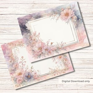 Soft Pink Watercolor Floral Frame Digital Paper Pack, Dreamy Light Pink ...