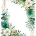 Emerald Green Floral Frame: Botanical Watercolor Art (10 Jpgs Digital ...