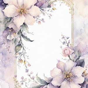 Watercolor Peony Floral Frames: Romantic Digital Paper (JPG, Commercial ...