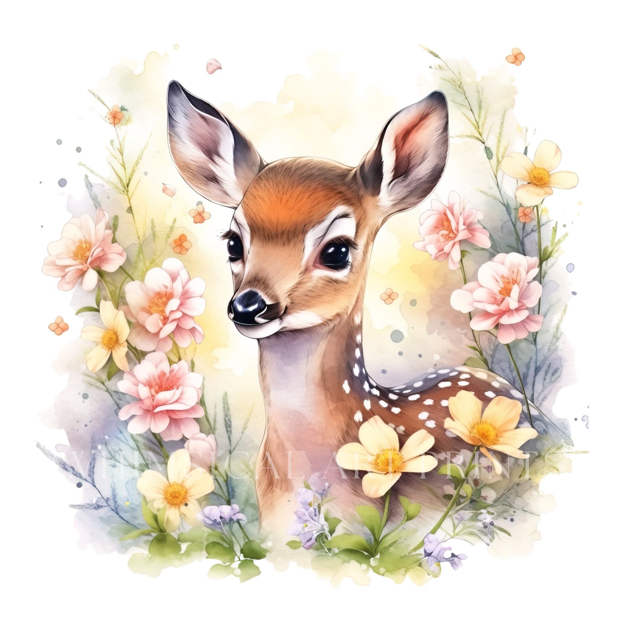 Deer PNG, Fawn baby Deer Clipart, Young Deer in Spring Watercolor Art ...