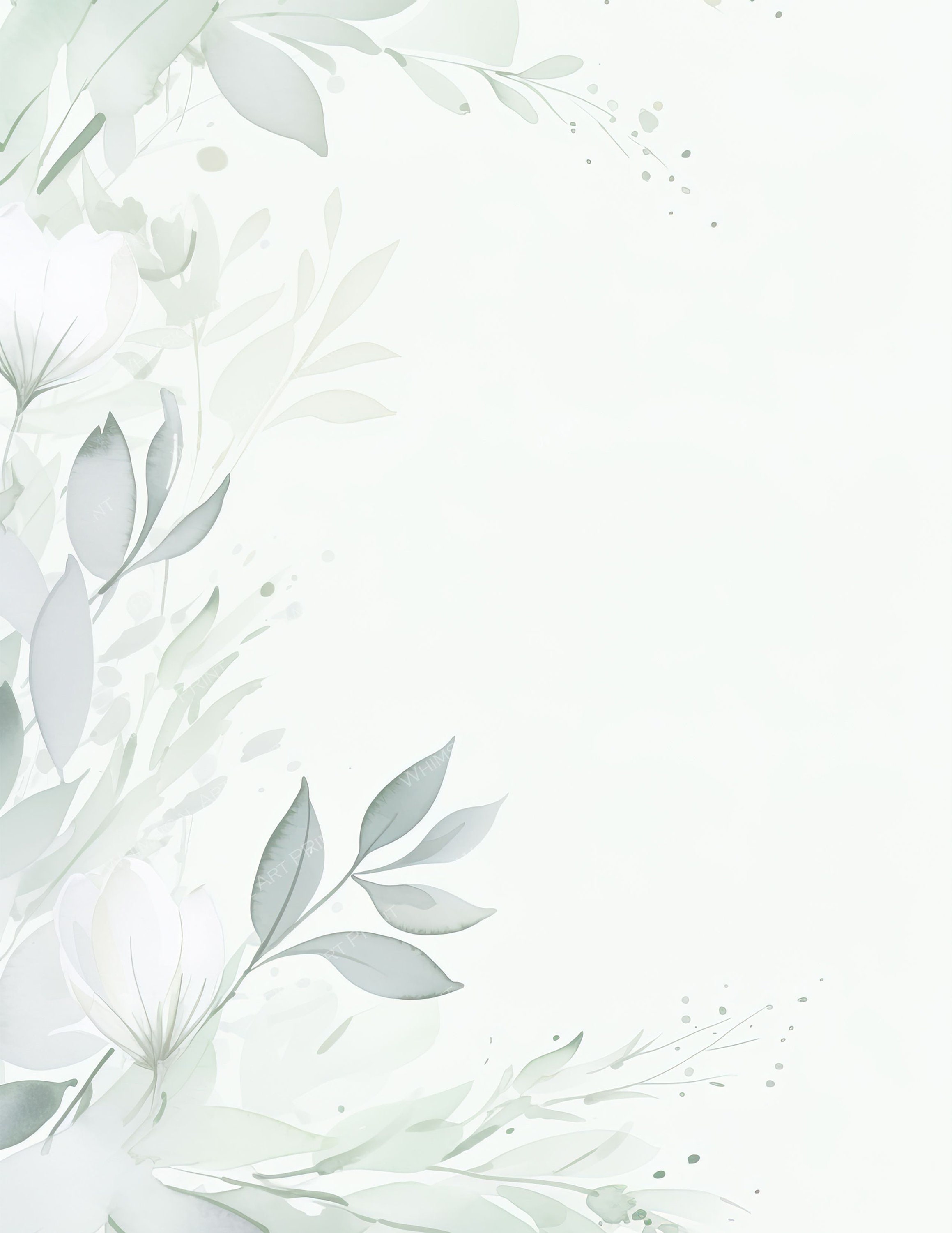 Sage Green Floral Watercolor Digital Paper: Scrapbook Backgrounds ...