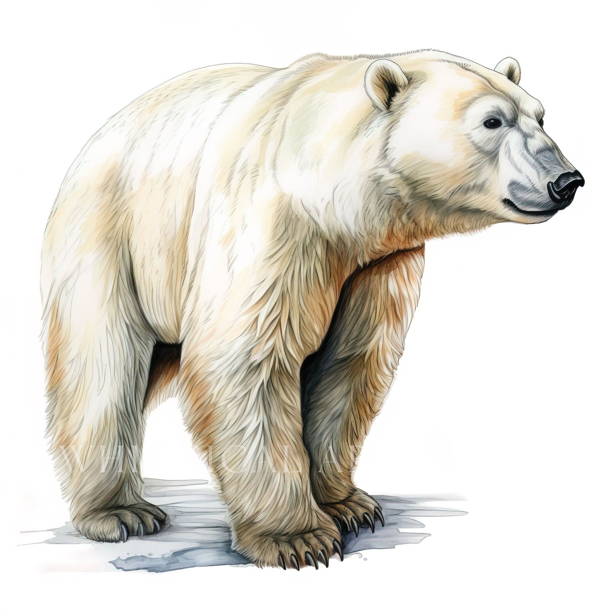Polar Bear Clipart, Watercolor Polar Bear PNG, Polar Bear Watercolor ...