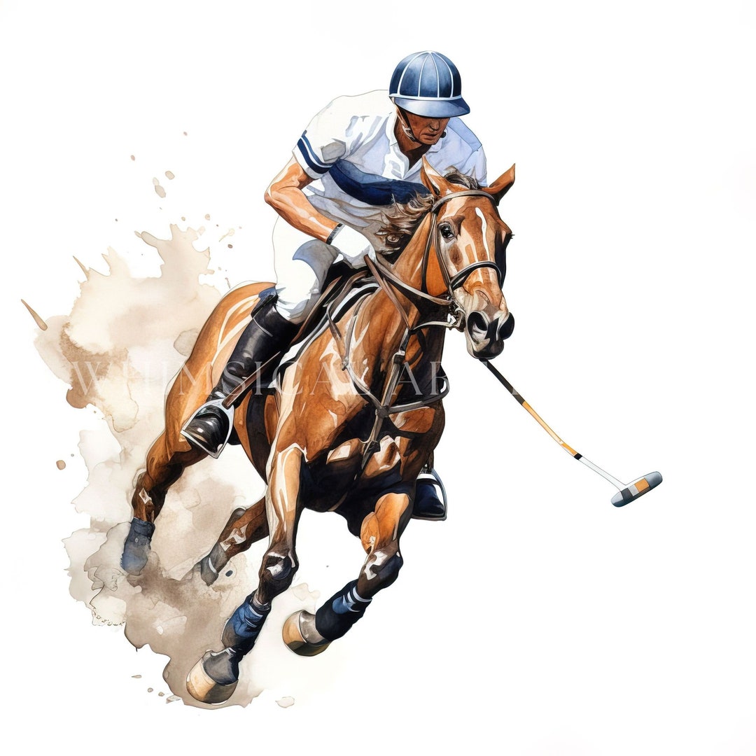 Polo Player Watercolor Printable, Horseback Riding Art, Watercolor Wall ...