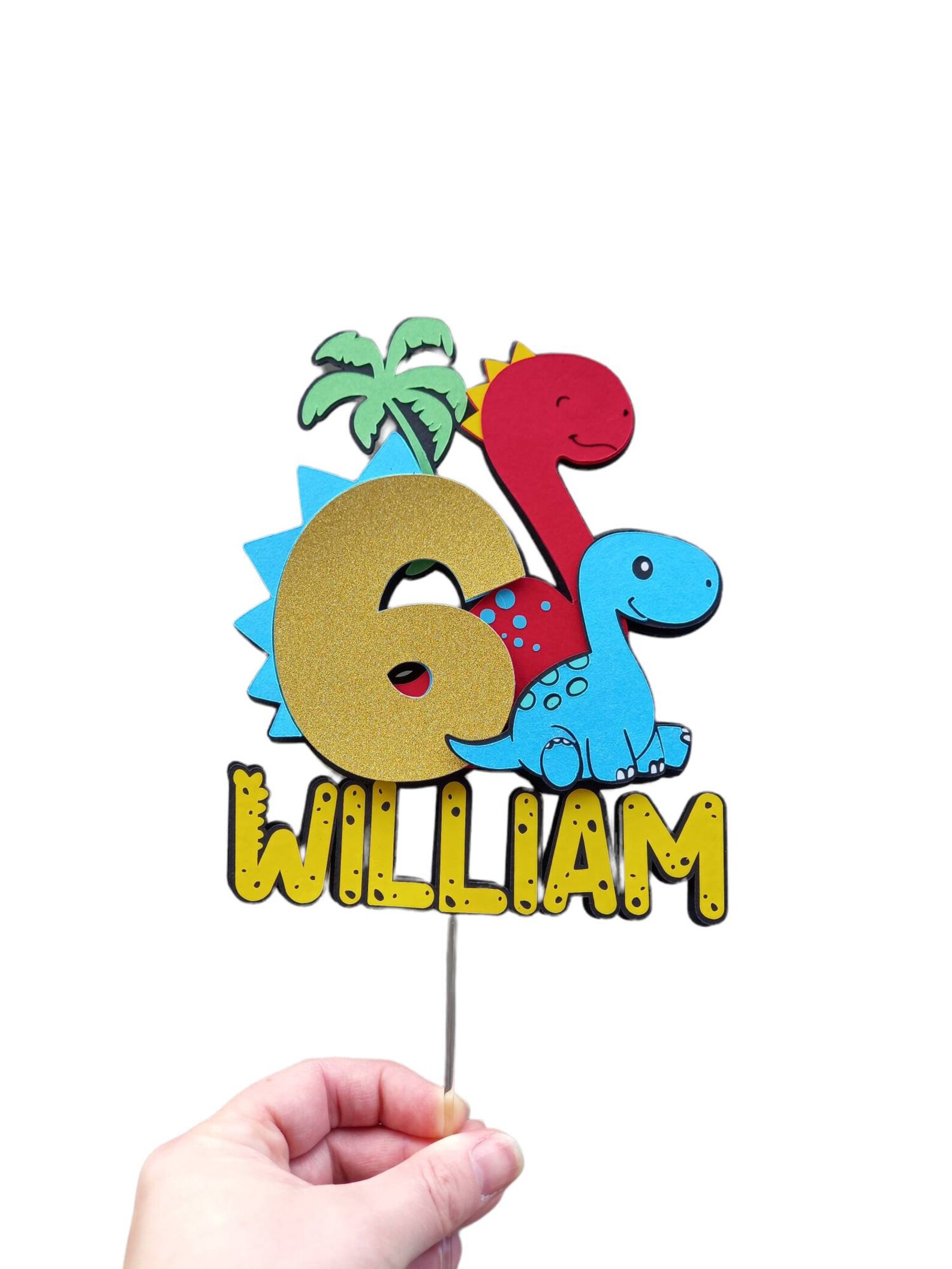 Personalised Dinosaur Number Cake Topper, Dino Cake Topper, Birthday ...