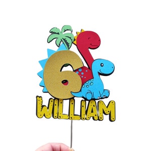 Personalised Dinosaur Number Cake Topper, Dino Cake Topper, Birthday ...