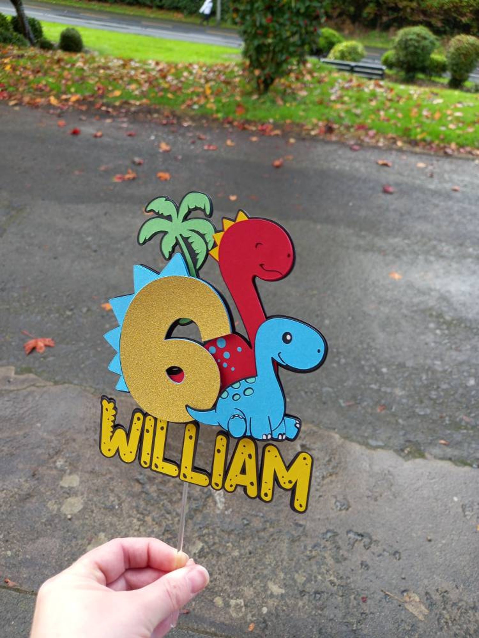 Personalised Dinosaur Number Cake Topper, Dino Cake Topper, Birthday ...