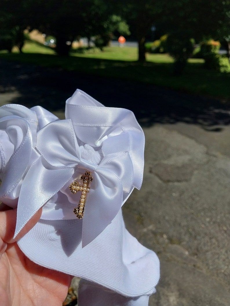 First Holy Communion Ankle Socks, Christening, Baptism, Naming Day, Bow ...