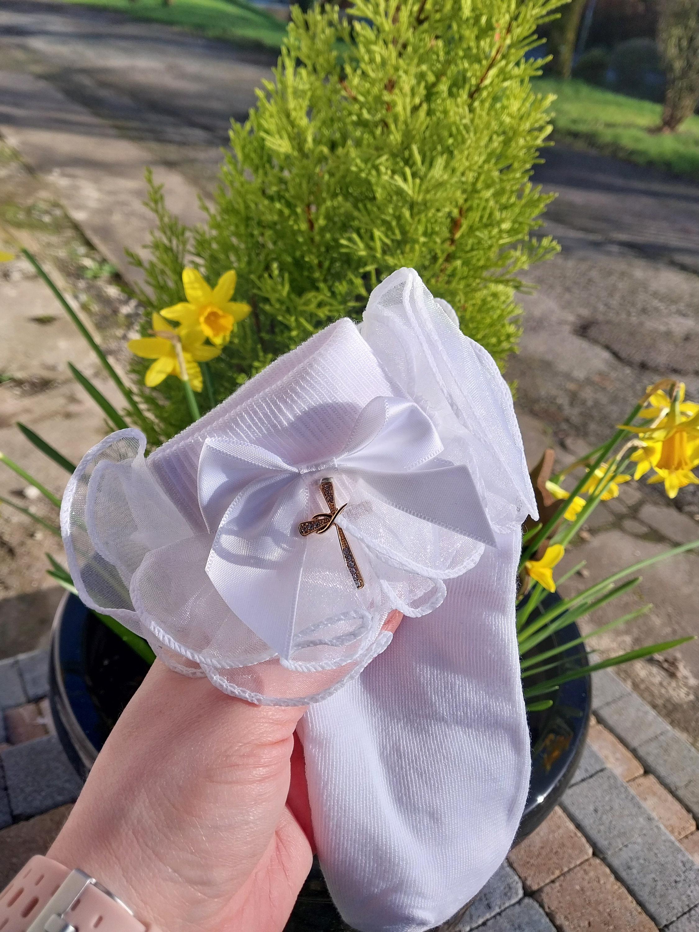 First Holy Communion Ankle Socks, Christening, Baptism, Naming Day, Bow ...