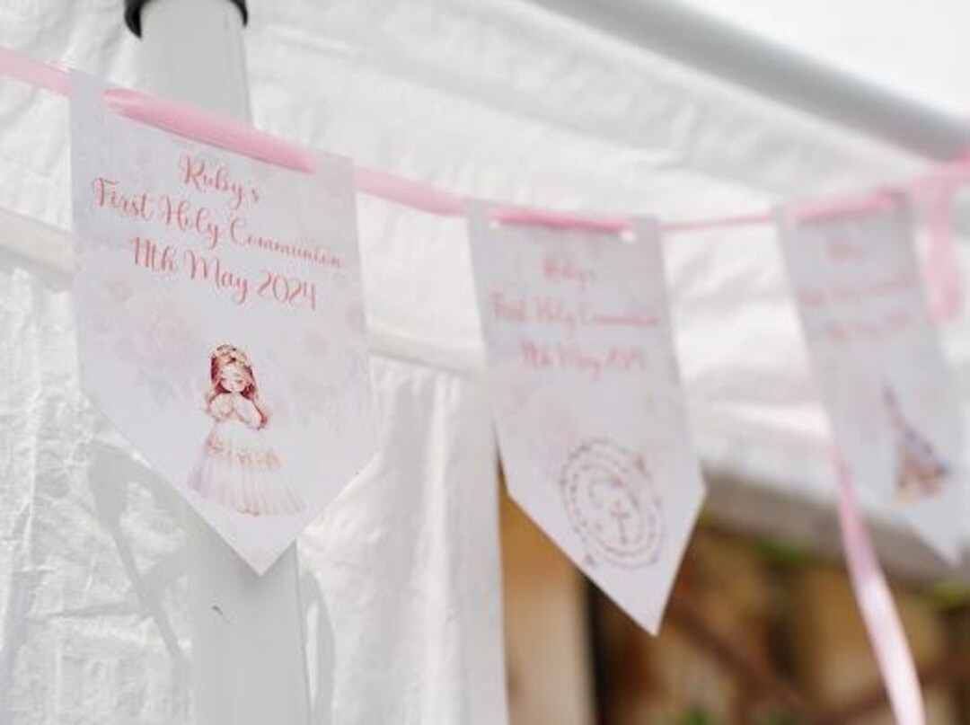 Personalised Holy Communion Bunting, Confirmation, Pink, Blue - Etsy